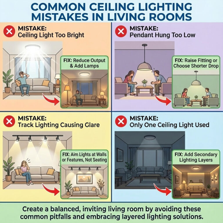 Ceiling Lighting Ideas for Living Rooms (Flush, Pendant, Track)