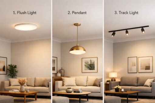 Ceiling Lighting Ideas for Living Rooms (Flush, Pendant, Track)