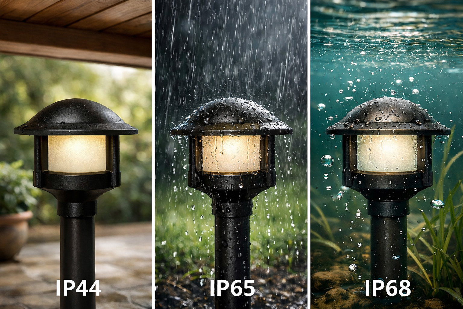 IP Ratings for Outdoor Lighting Explained (IP44, IP65, IP68)