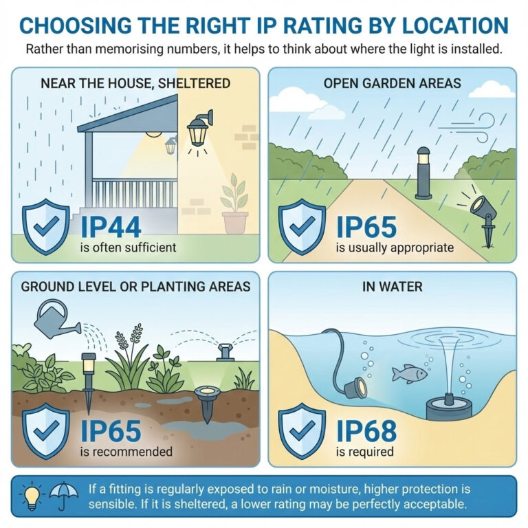IP Ratings for Outdoor Lighting Explained (IP44, IP65, IP68)